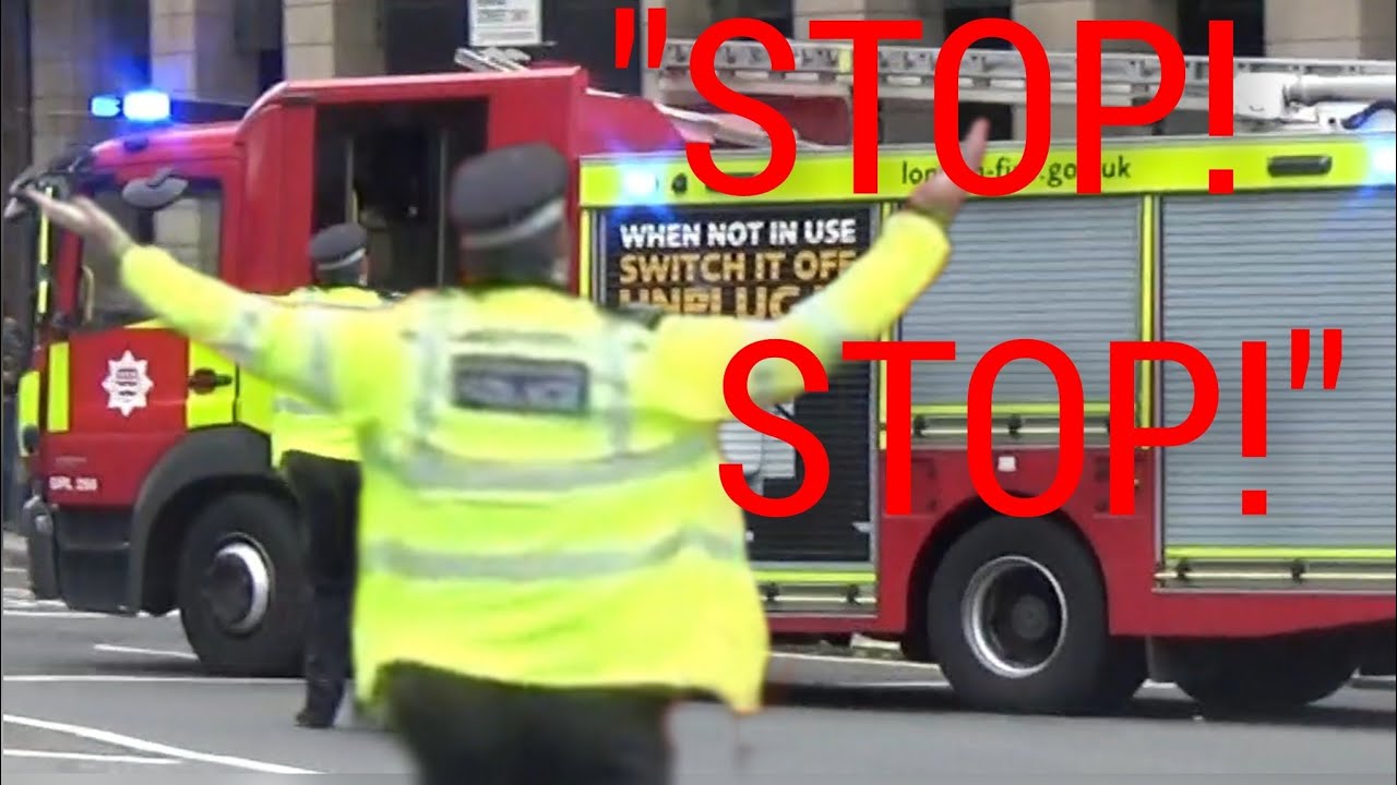 Police Officer FRUSTRATED at FIRE-ENGINE which nearly drove through ...