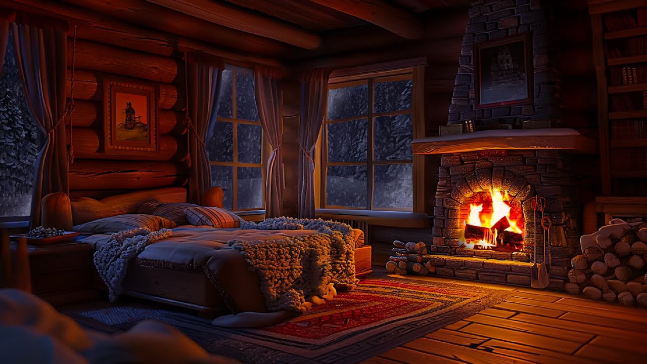 The Fireplace Crackles on a Cold Winter Night- Finding Peace, Relax on ...