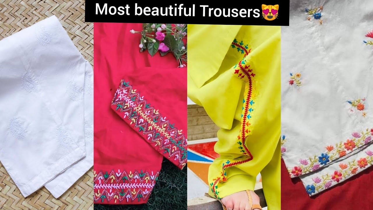 New and Trending embroided Trouser/shalwar/ || hand embroided sindhi ...