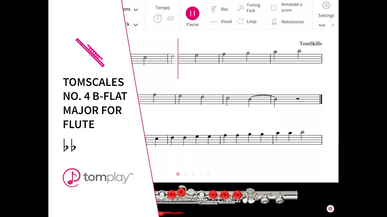 B Flat Major Flute Scale (Sheet Music and Backing Track) 🎼 - YouTube