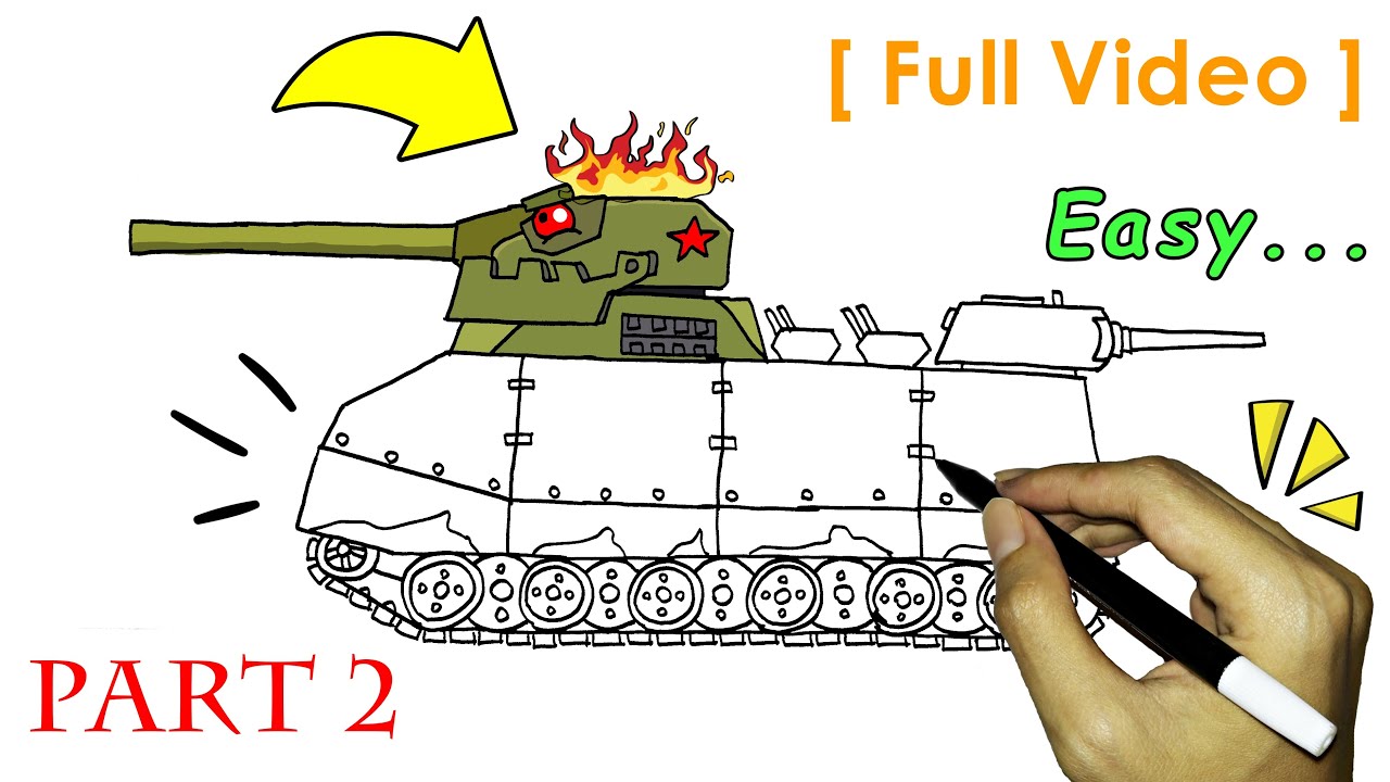 Cara Menggambar Tank Kartun Ratte Soviet | Part 2 | HomeAnimations Tank ...