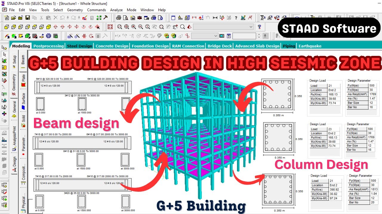 Design of G+5 Building in high seismic zone using STAAD Pro software ...