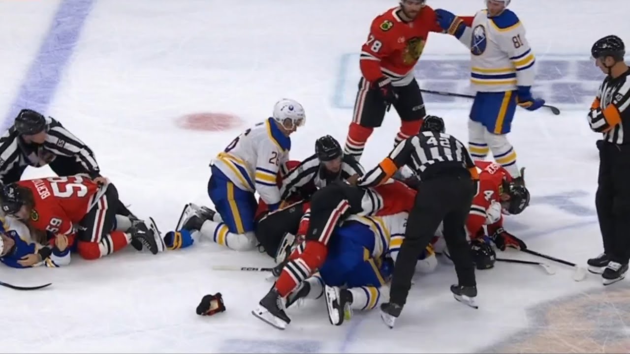 Peyton Krebs Open Ice Hit On Philipp Kurashev Causes Scrum - YouTube