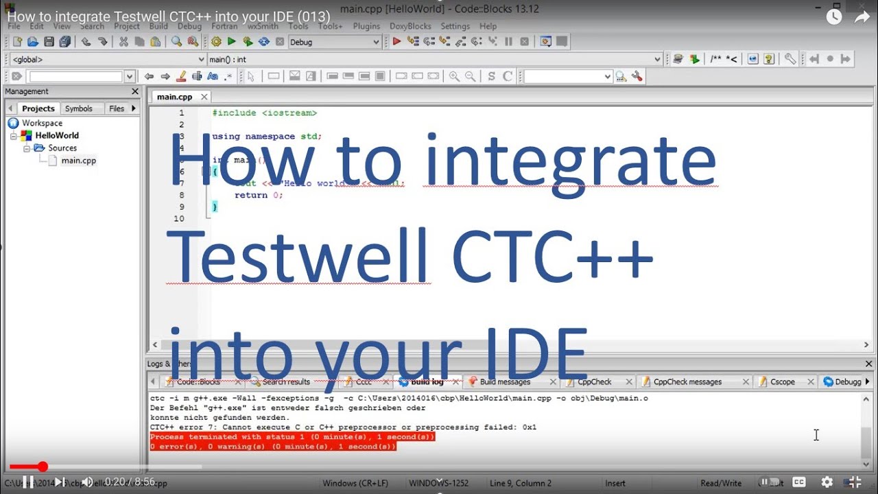 How to integrate Testwell CTC++ into your IDE (013) - YouTube