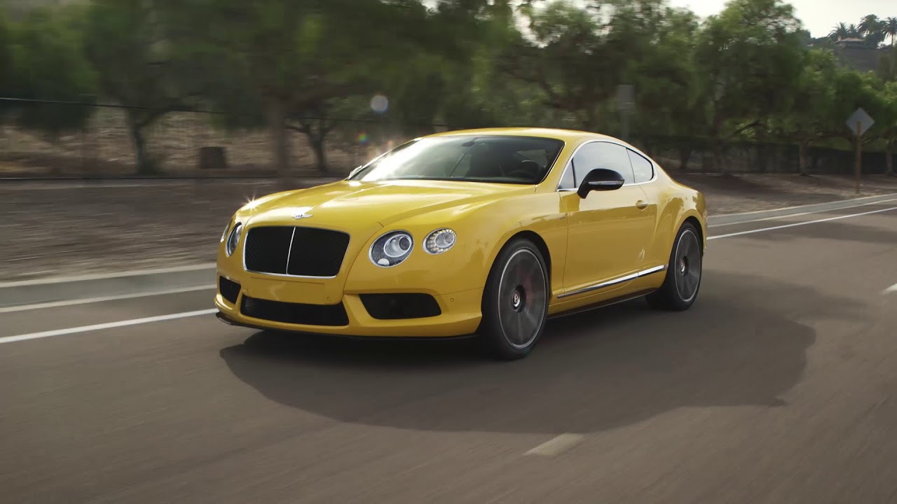 Bentley Continental GT V8 S Coupe in Monaco Yellow Driving Scenes - YouTube