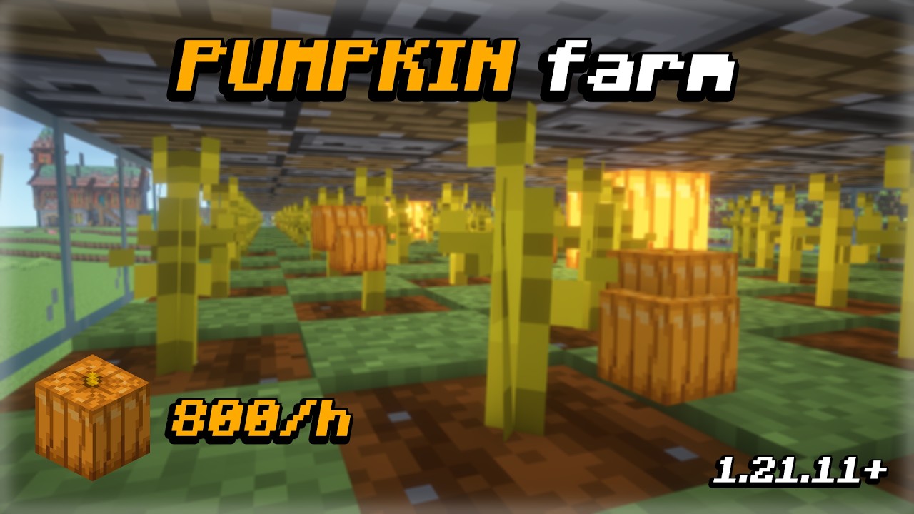 MINECRAFT Automatic Pumpkin Farm Tutorial - 800 per hour - schematic ...