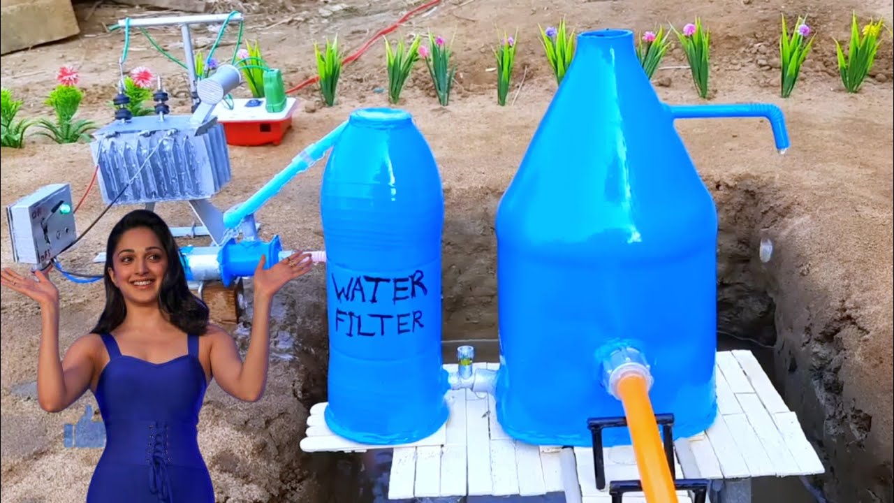 how to make project water filter tank construction - YouTube