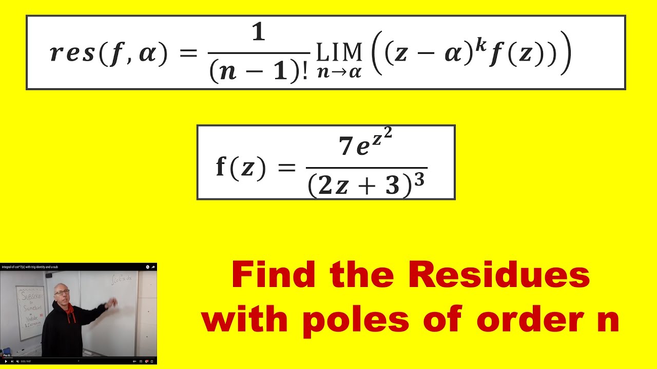Residues via Cauchys Derivative Formula in Complex Analysis - YouTube