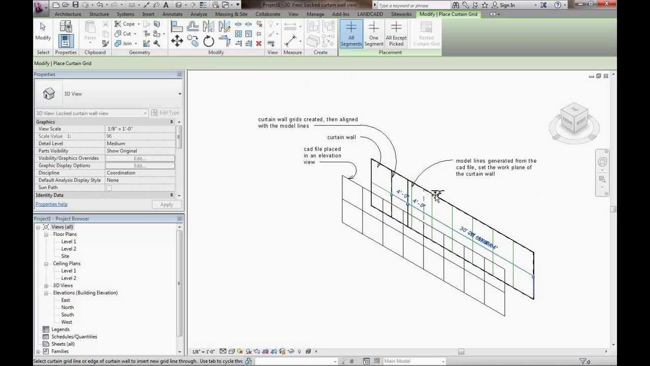 Linked CAD Files and Curtain Walls - YouTube
