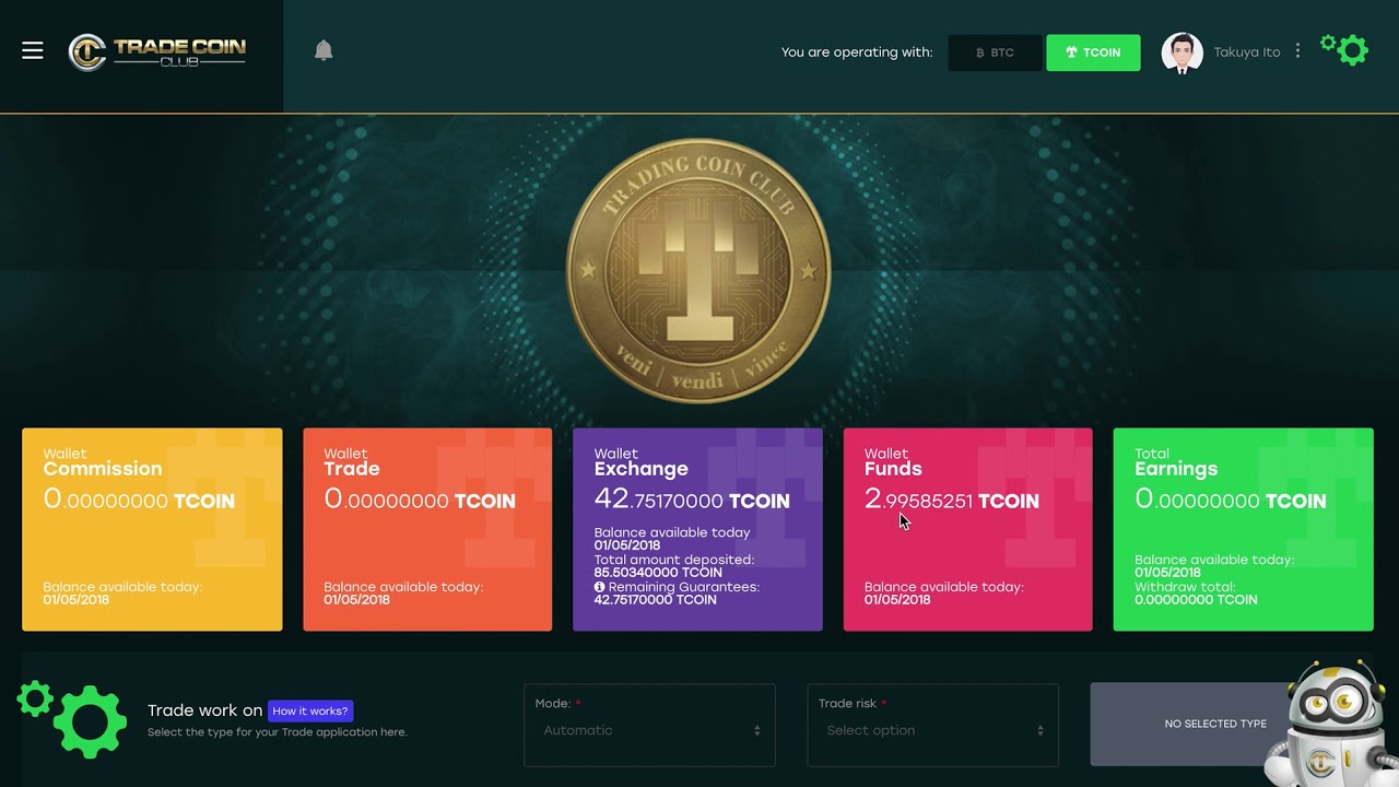 【TCOIN】TCC（Trade Coin Club）の日毎ボーナスをTCOINに両替してみた - YouTube