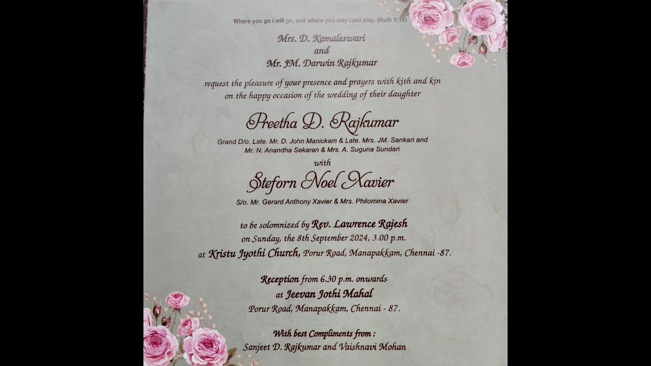 Preetha D.Rajkumar with Steforn Noel Xavier //Live// 3.PM - Wedding ...