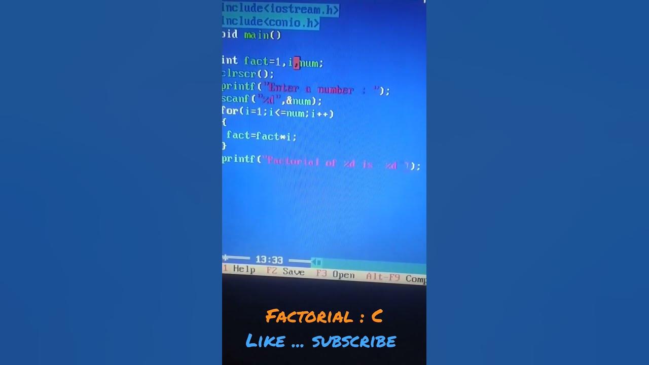 Factorial In C Cprogramming Learncoding Nehamaam Turbocpp Factorial Youtube