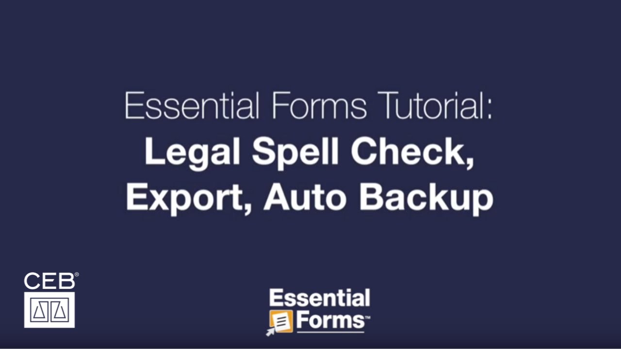 Essential Forms: Legal Spell Check, Export, Auto Backup - YouTube
