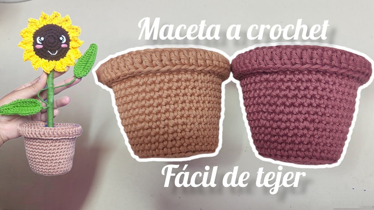 Maceta Tejida a Crochet-Maceta a Crochet para flores ( English ...