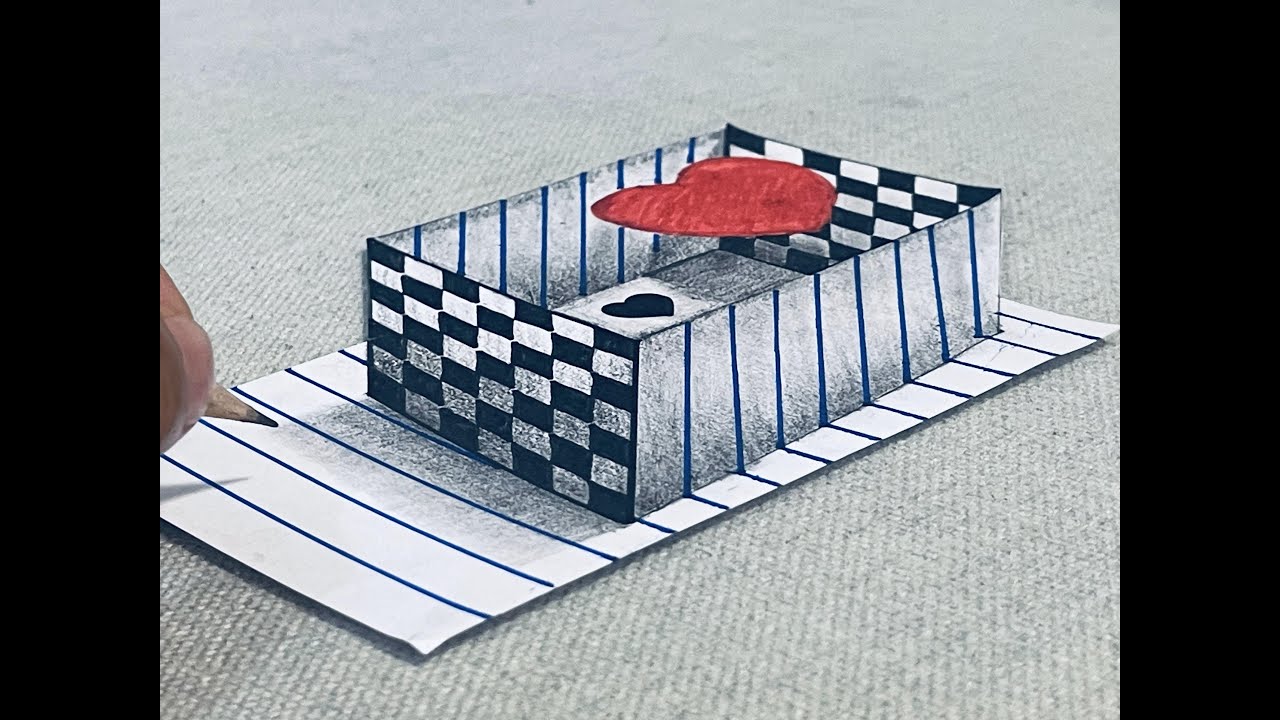 easy draw 3d drawing on paper for beginners, how to draw 3D drawing ...