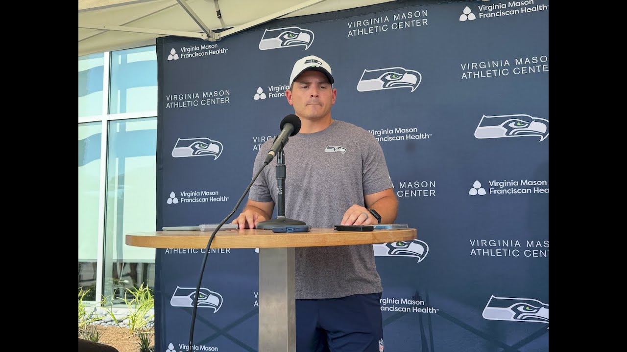 Mike Macdonald on Seahawks first day of Training Camp - YouTube