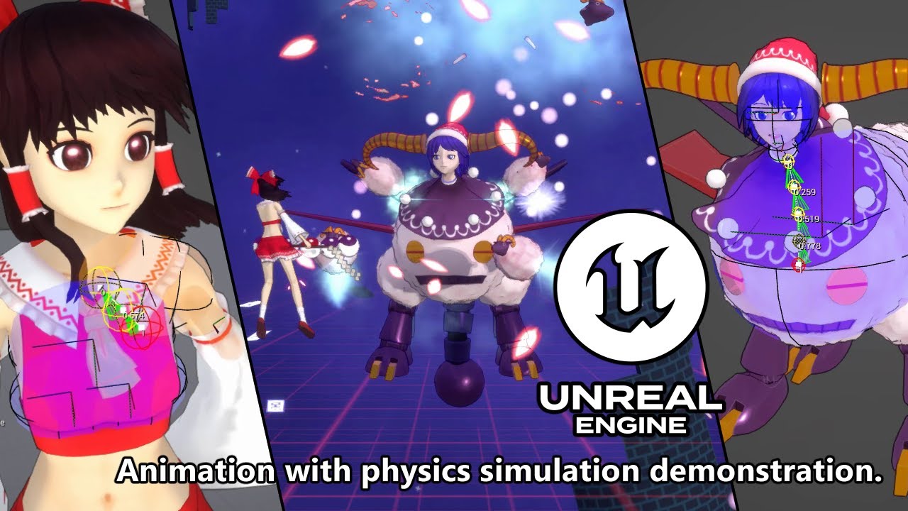 Unreal Engine animation with physics simulation demonstration. - YouTube