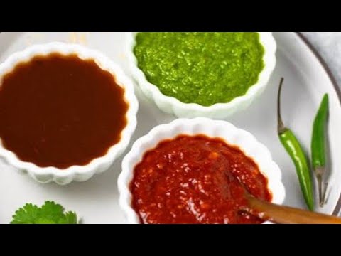 Three in one Chatniya recipes. Red chatni green chatni and anardana ...
