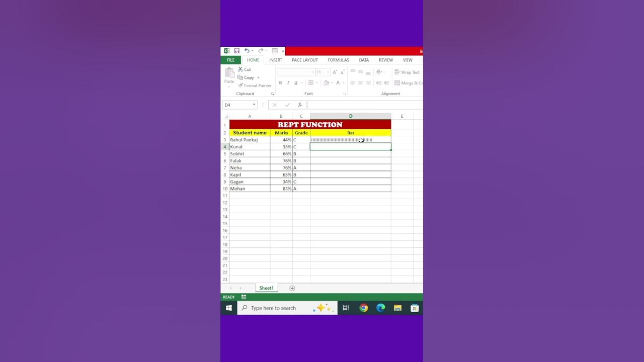 REPT Function in excel | excel tricks and tips | excel shorts - YouTube