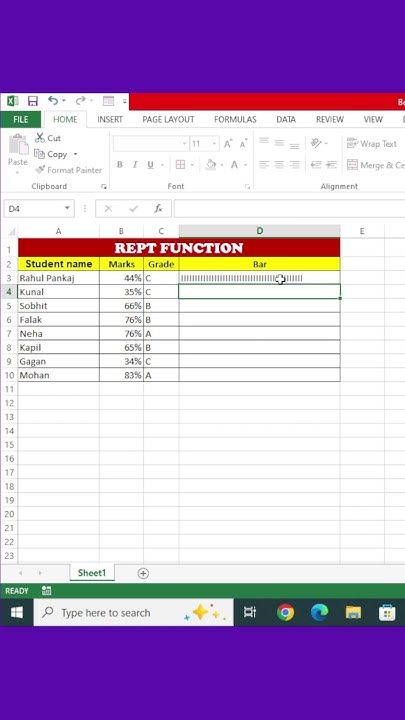 #REPT Function in excel💯💥👍 | excel tricks and tips | excel shorts - YouTube