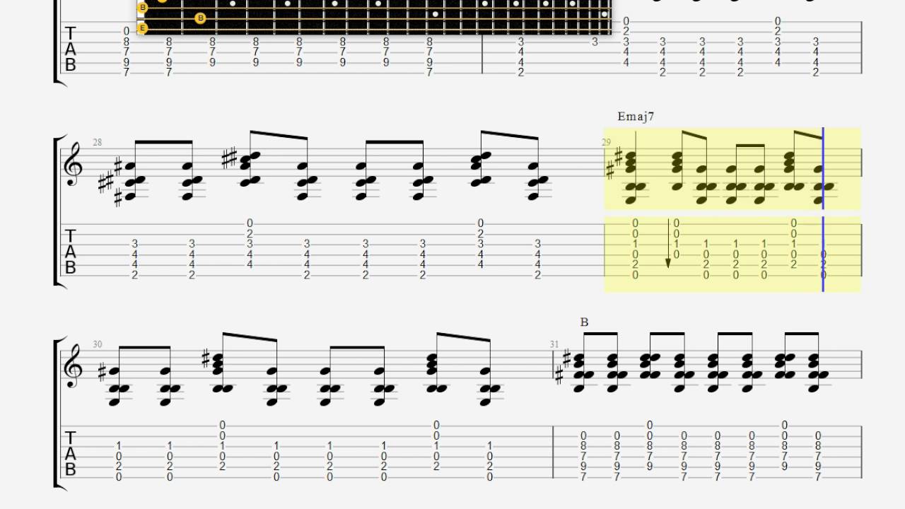 Coldplay Yellow GUITAR 2 TAB - YouTube