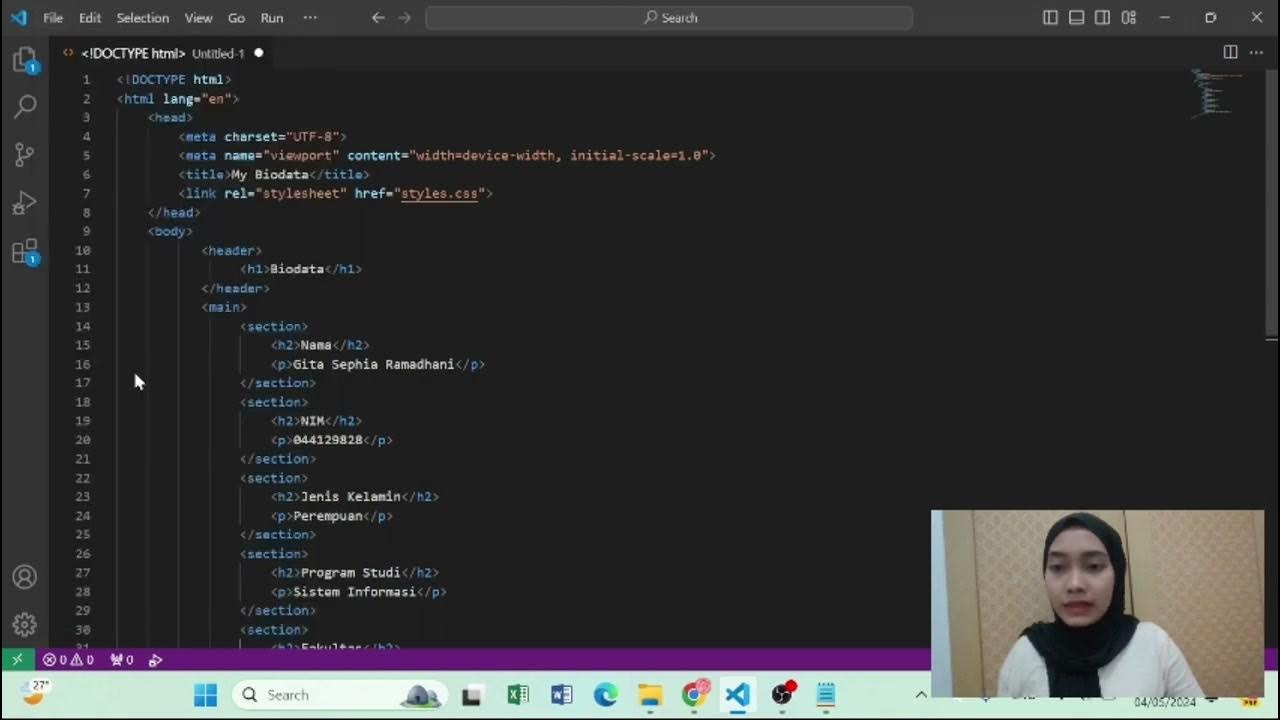 Tugas 1 - Pemrograman Berbasis Web "Membuat Tampilan Website Biodata ...