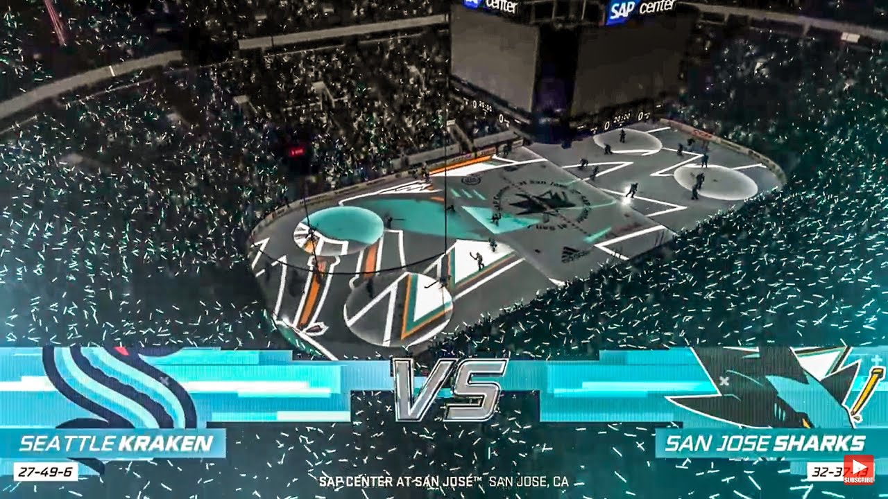 Seattle Kraken vs San Jose Sharks 2/20/2023 NHL 23 Gameplay - YouTube