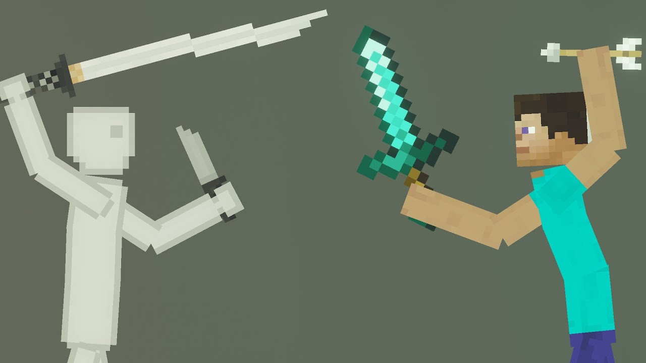 People Fighting with Minecraft Characters in People Playground - YouTube