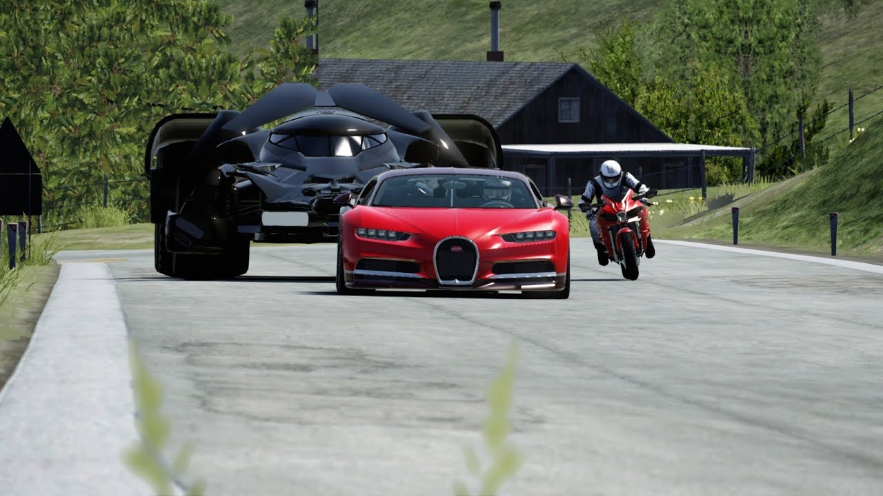 Kawasaki Ninja H2 Red Carbon vs Batmobile Justice League vs Bugatti ...