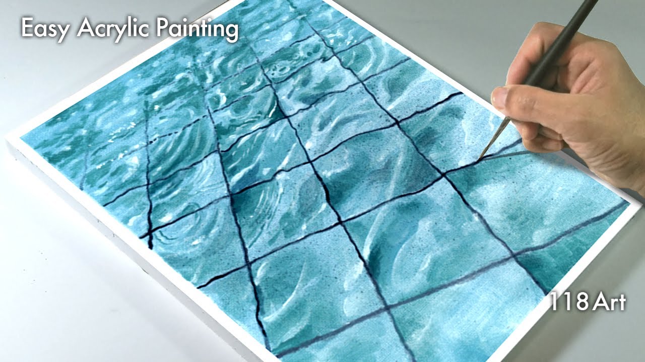 Swimming pool/Easy Acrylic painting/118Art - YouTube