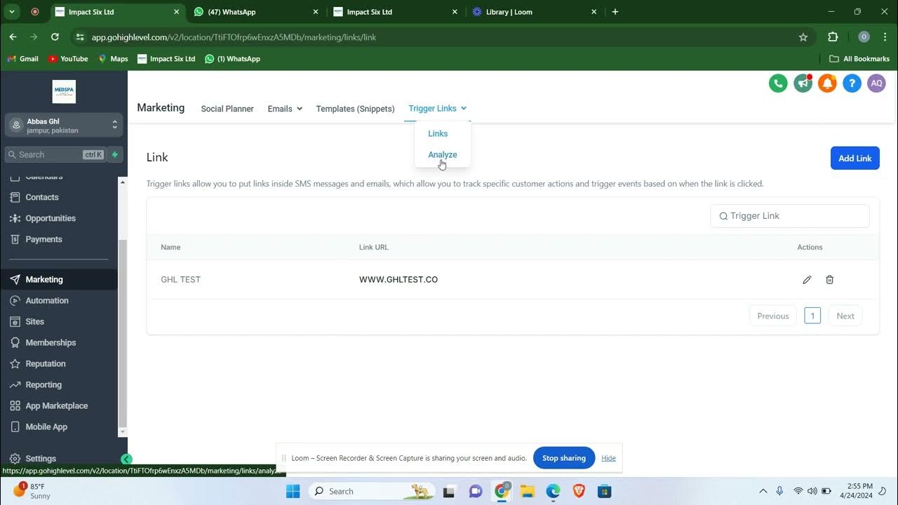 creating Trigger link with workflow in gohighlevel - YouTube