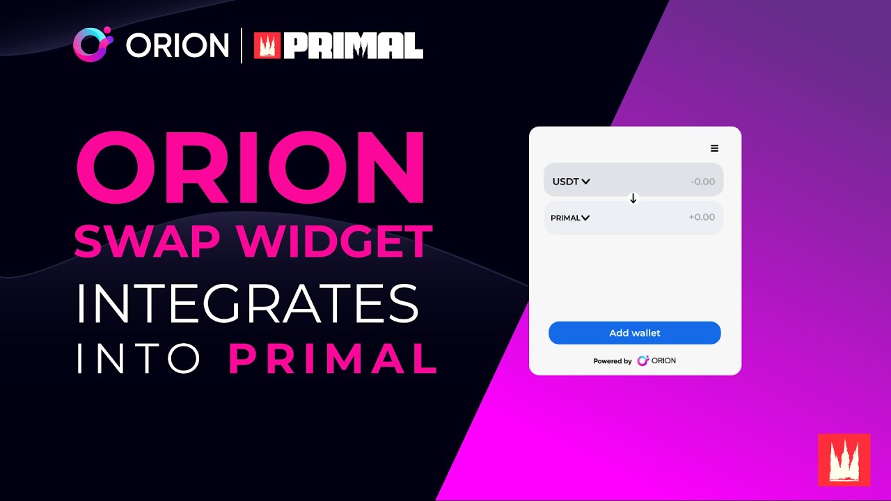 PRIMAL integrates Orion Swap Widget: crypto exchange made easy 🦍 - YouTube