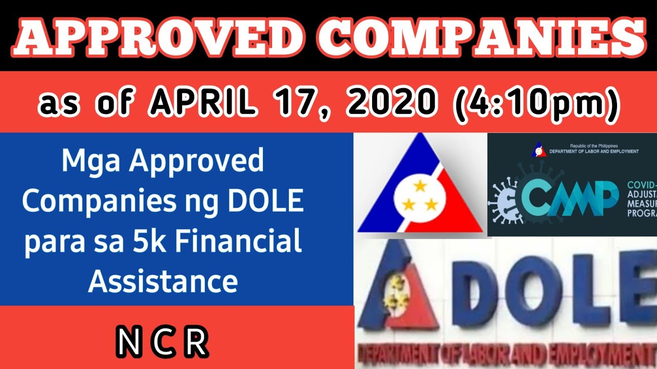 DOLE List of Approved Companies for the 5K Financial Assistance of ...