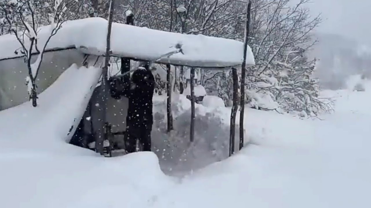 Dugout Log Cabin in Winter - YouTube