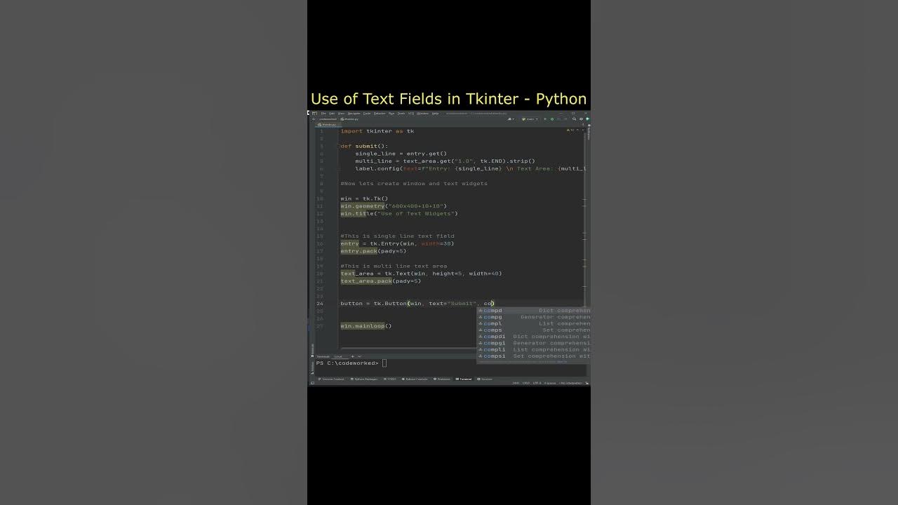 How to use Text Widgets in Tkinter Python #learnpython #pythonforbeginners #coding - YouTube