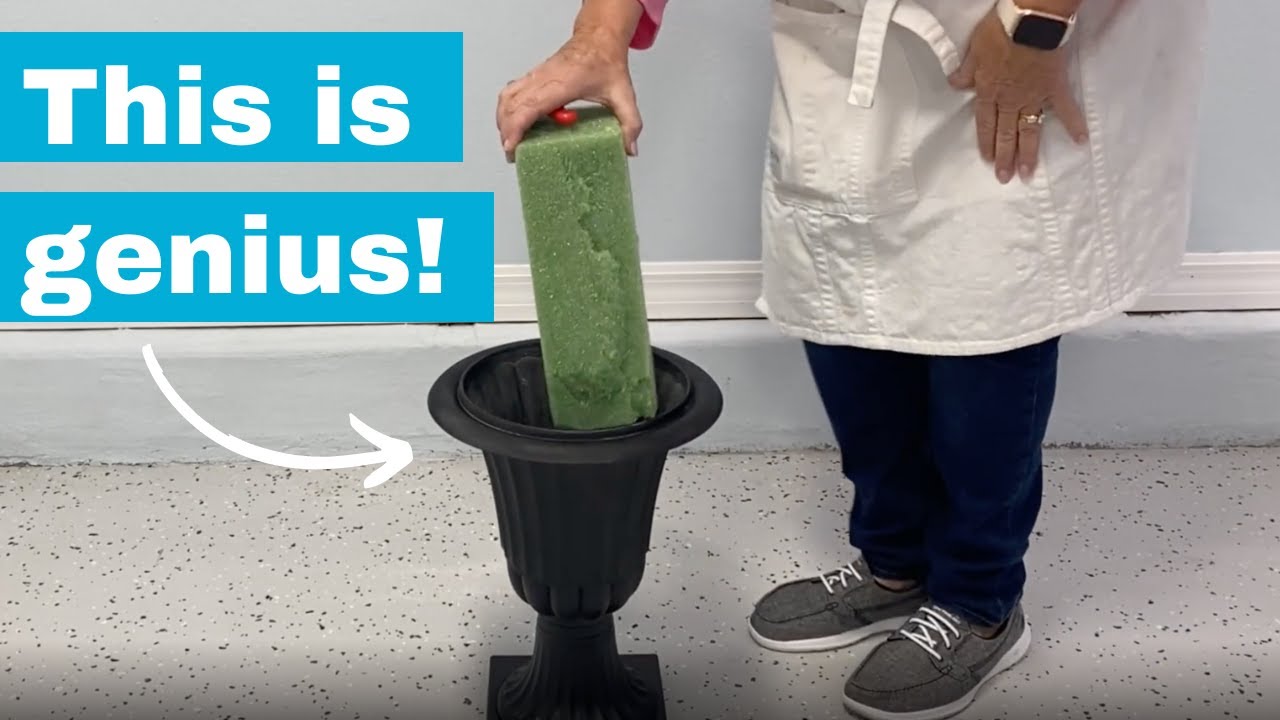 She stuffs floral foam into a pot for this breathtaking porch idea ...