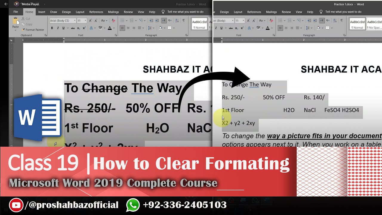 Class 19 | How to Clear All Formatting from Text in Ms Word | Microsoft ...