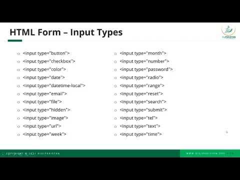 Input Types in HTML Forms| Full Stack Web Development Course| URDU ...