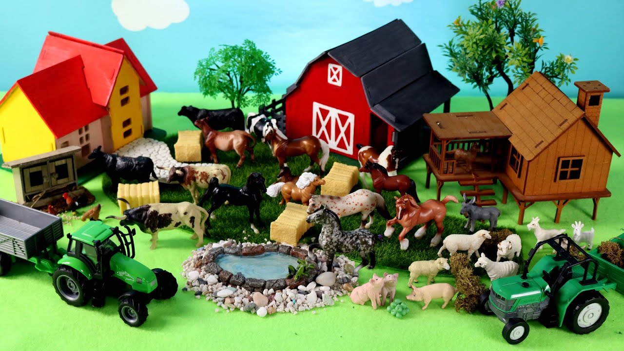 Mini Farm Diorama and Barnyard Animal Figurines - YouTube