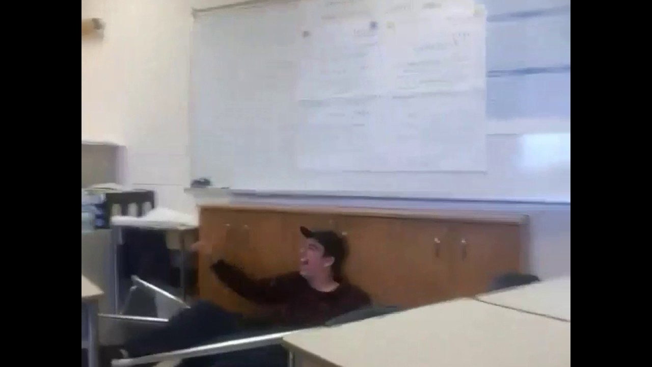 kid pushed over with desk at school funny as hell - YouTube