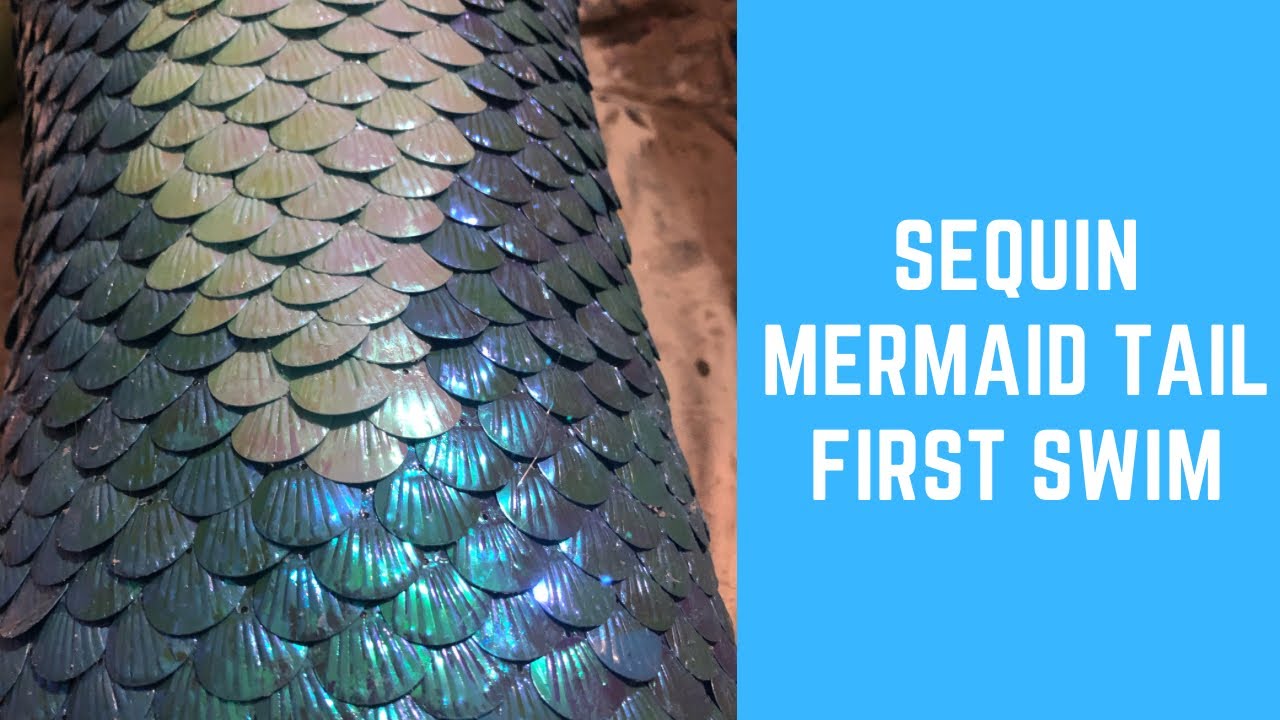 New sequin mermaid tail first swim! - YouTube
