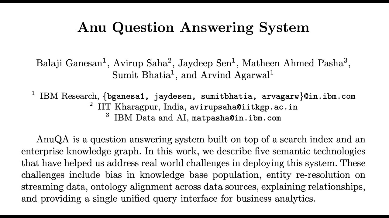 Anu Question Answering System - YouTube