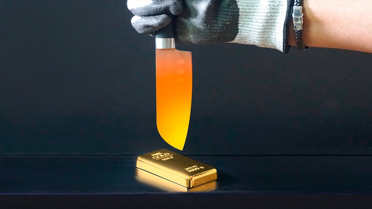 EXPERIMENT 1000 Degree Glowing Knife vs 1Kg GOLD - YouTube