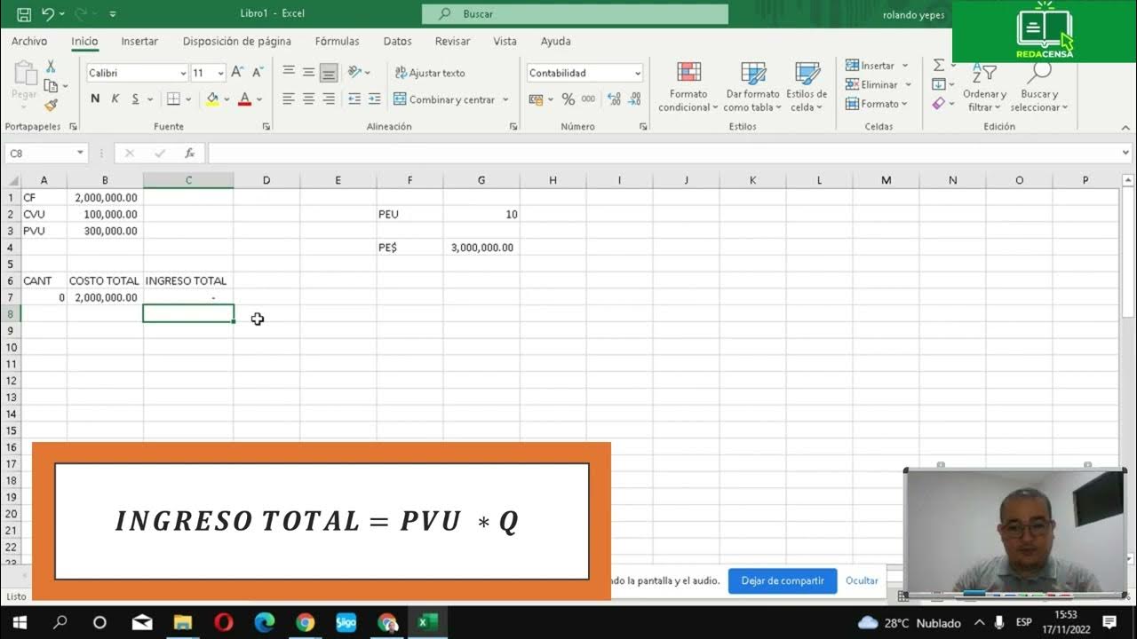 Calcular y graficar el PUNTO DE EQUILIBRIO en Excel - YouTube
