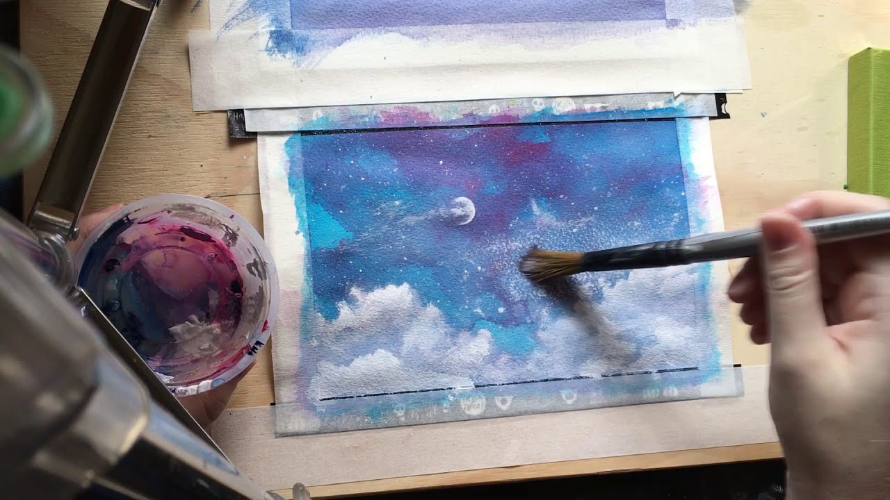 Painting an Easy Dreamy Moonscape - YouTube