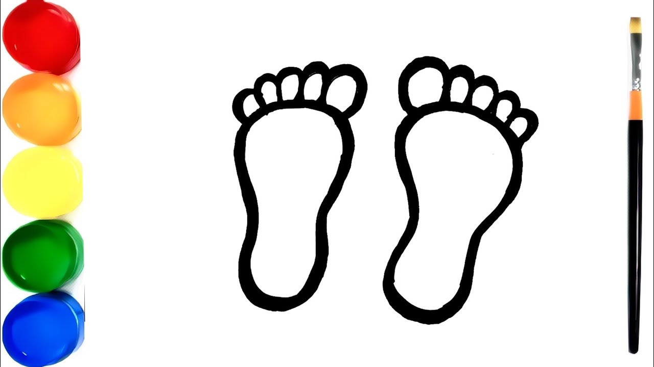 ||how to Draw foot 🦶 drawing & colouring for kids & toddlers||easy kids ...