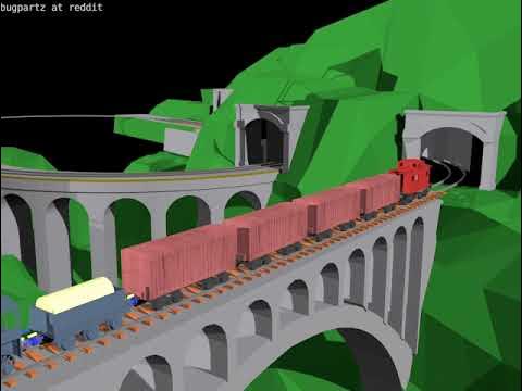 blender3d train simulation using blender physics-- update .. work in ...