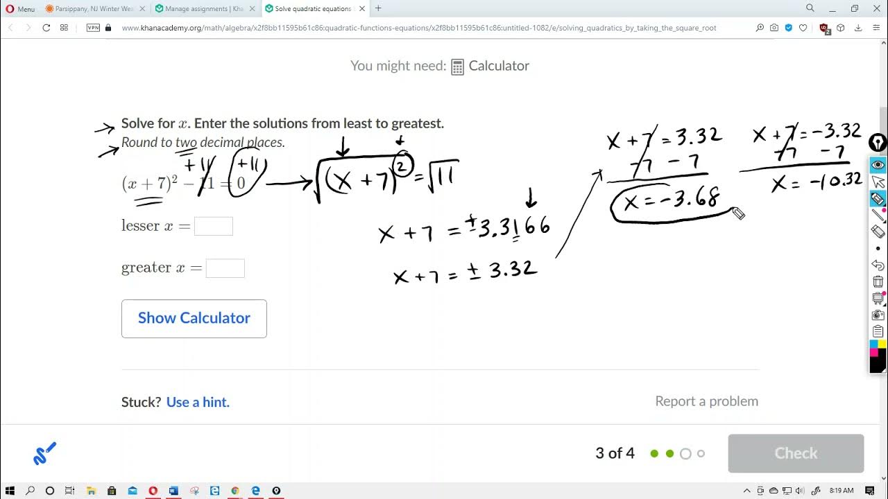 Quadratic by taking square root : Khan Academy - YouTube
