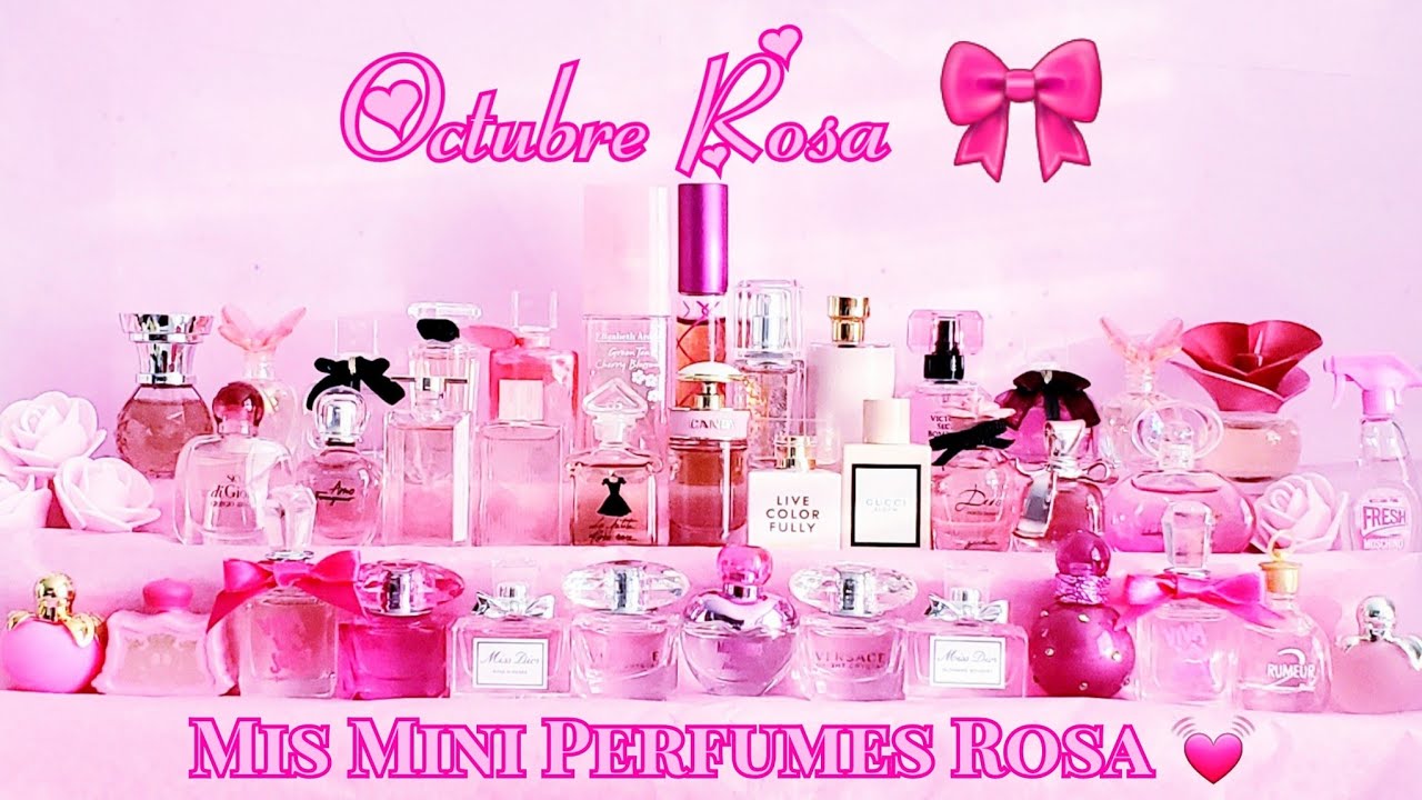 Octubre Rosa 🎀 mis mini perfumes en color rosa 💓 - YouTube