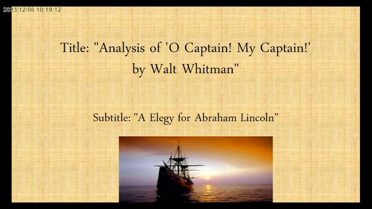 O Captain! My Captain! Poem by Walt Whitman - YouTube